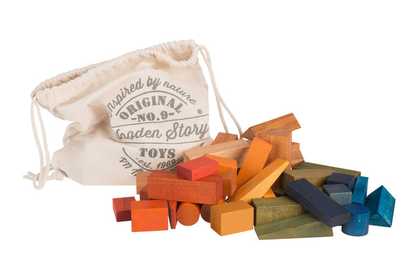 Rainbow blocks in sack XL - 50 pcs – woodenstory.com