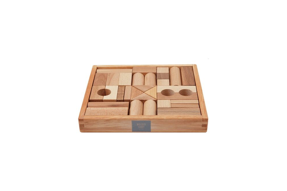 Natural Blocks In Tray - 30 pcs – woodenstory.com